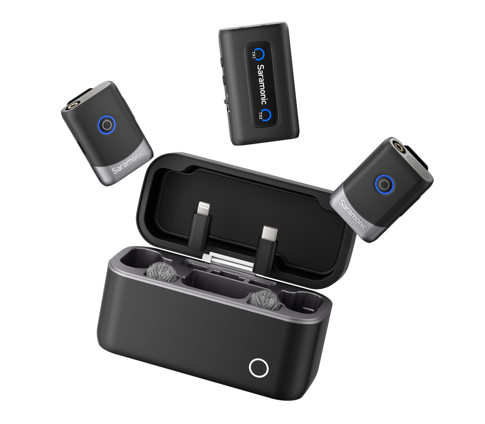Беспроводная система Saramonic Mix, 2 микрофона, USB-C / Lightning / 3.5 мм, кейс, для интервью