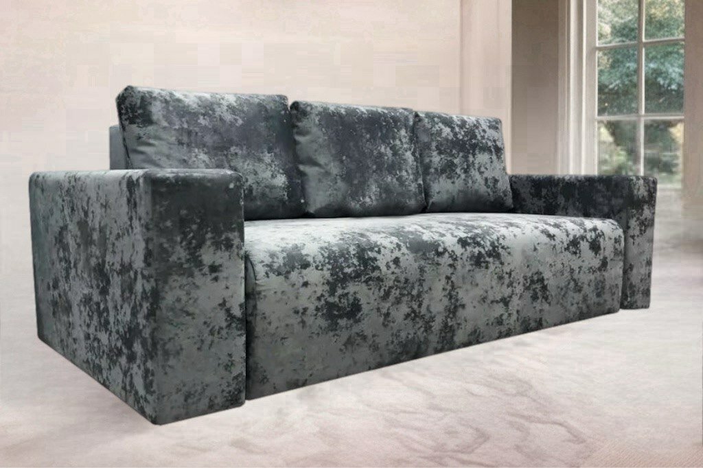 Диван-кровать в стиле лофт "лаунж" серый антивандальный велюр OWN №12