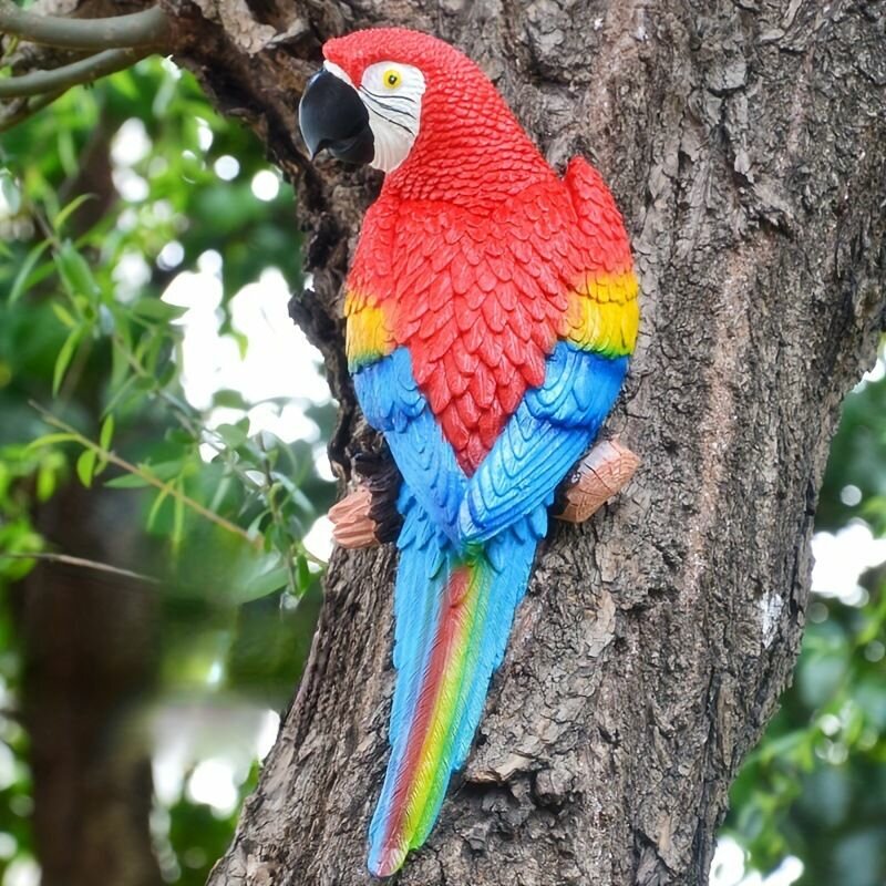 Садовая фигурка попугая 10*8*31 см для декора сада и дачи