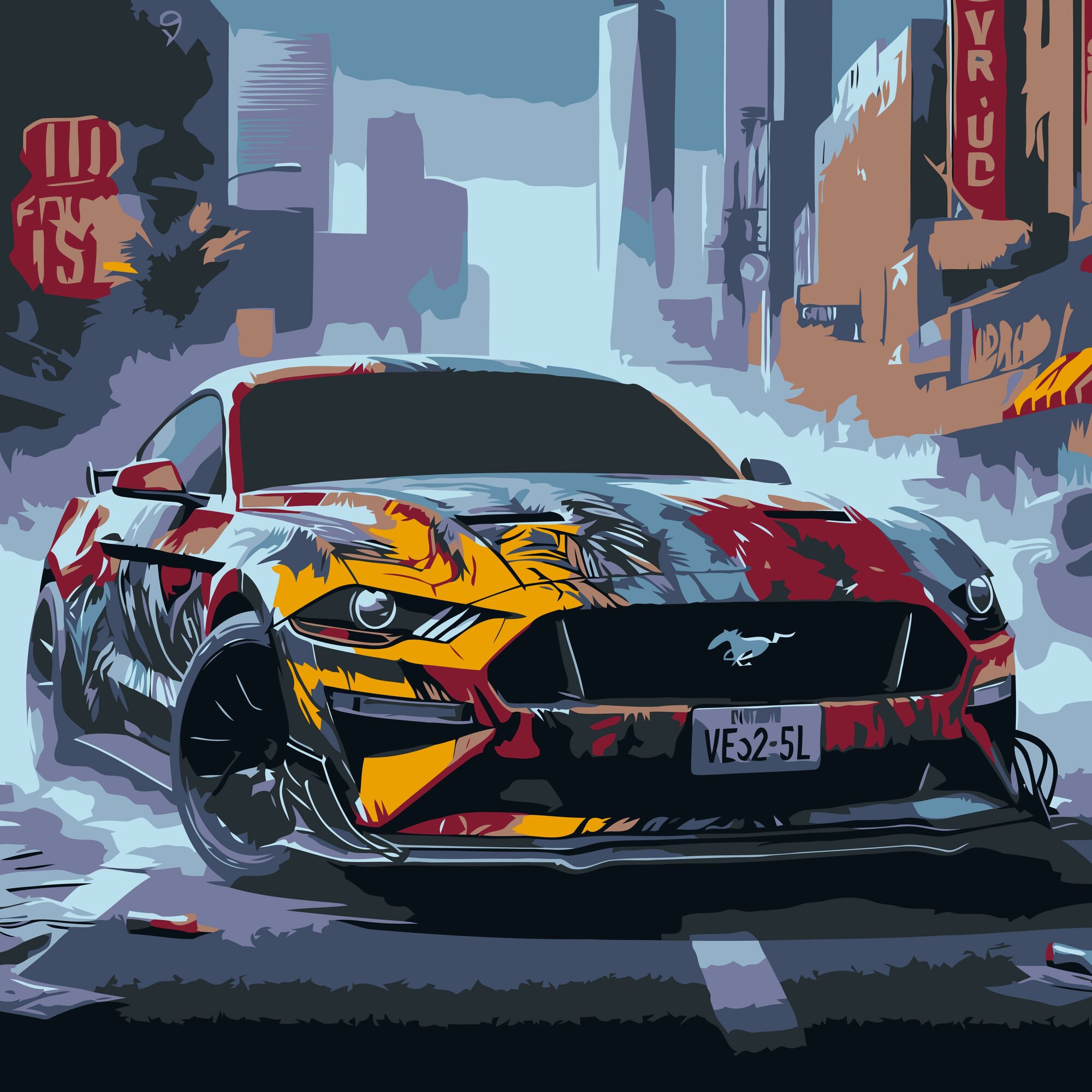 Детская картина по номерам E3161 " Спорт машина" 30x30