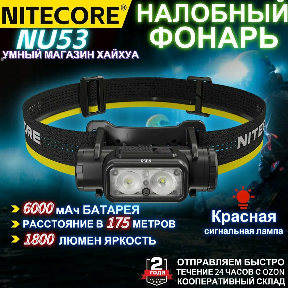 Уличные туристические фары NITECORE NU53, перезаряжаемый фонарь-прожектор, дальность освещения 175 м