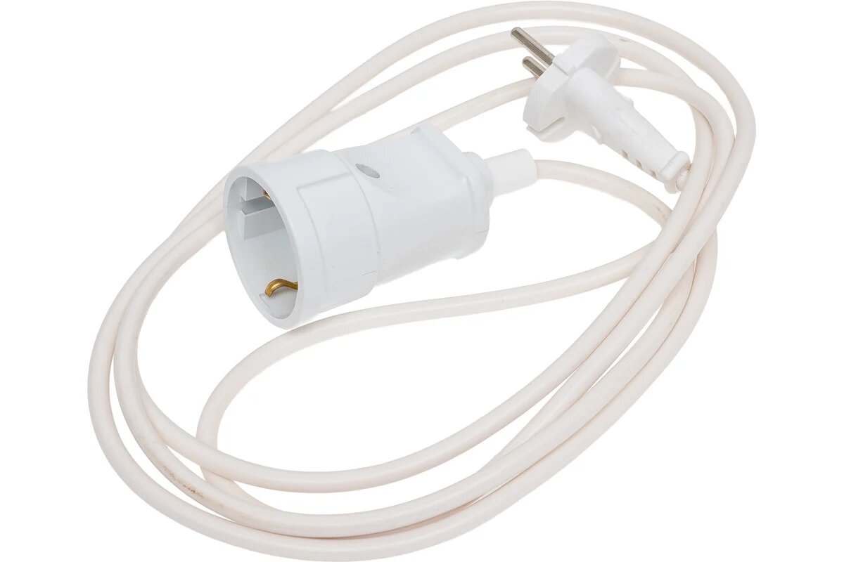 PROGIX удлинитель-шнур 2 метра без заземления белый ПВС 2x0.75 PG100 для бытовых розеток