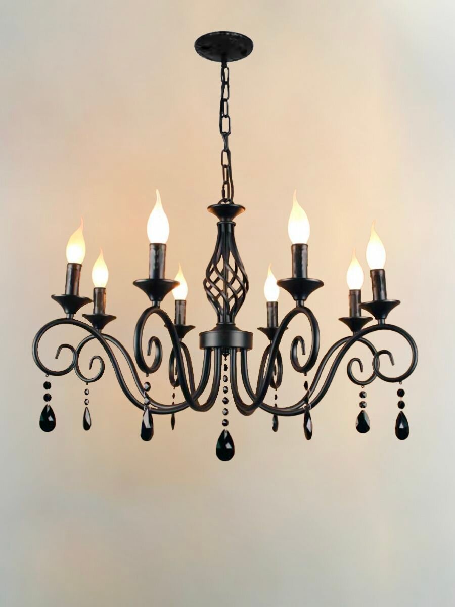 Люстра в зал, гостиная, чердак, спальня, черное, Люстра подвесная, E14, 40 Вт