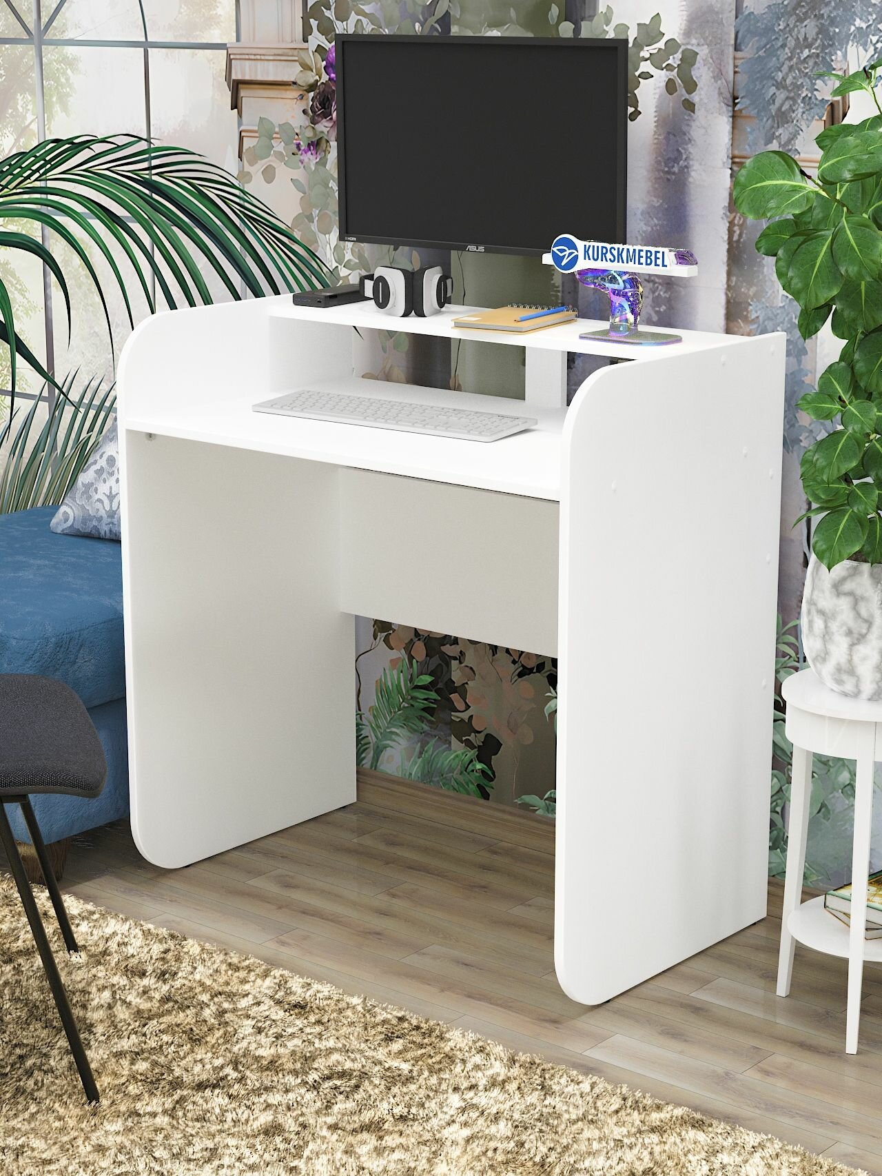 Стол письменный курскмебель №3, компьютерный, белый, 86,2х52,2х90,8 см
