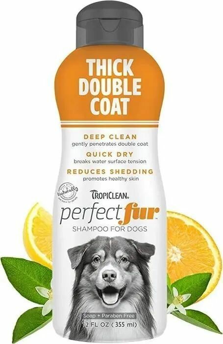TropiClean Perfect Coat Шампунь для собак против линьки и глубокого кондиционирования пород