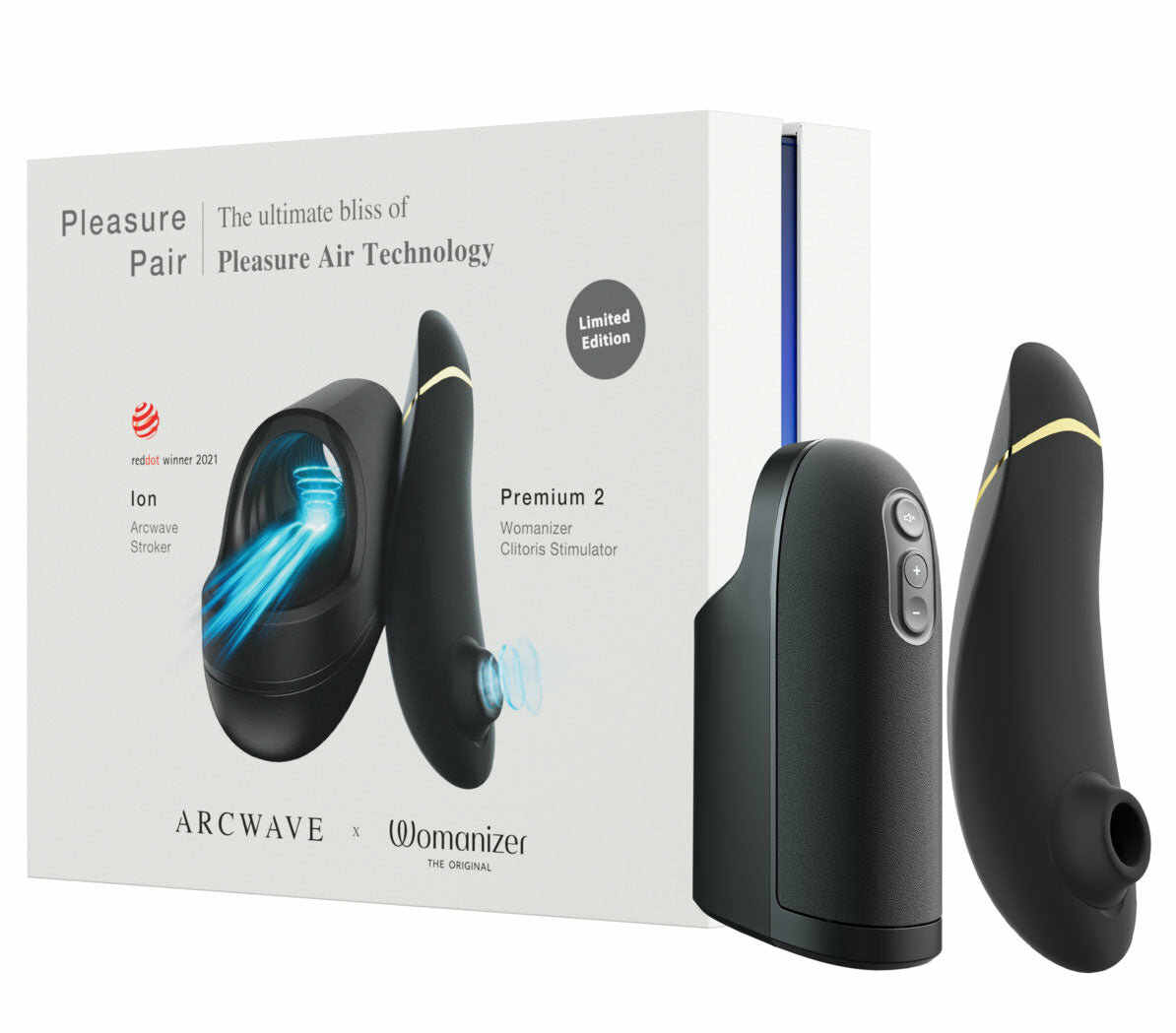 Набор для пар Womanizer ARCwave Ion+Premium 2, для стимуляции клитора и пениса, 14 режимов, бесшумный