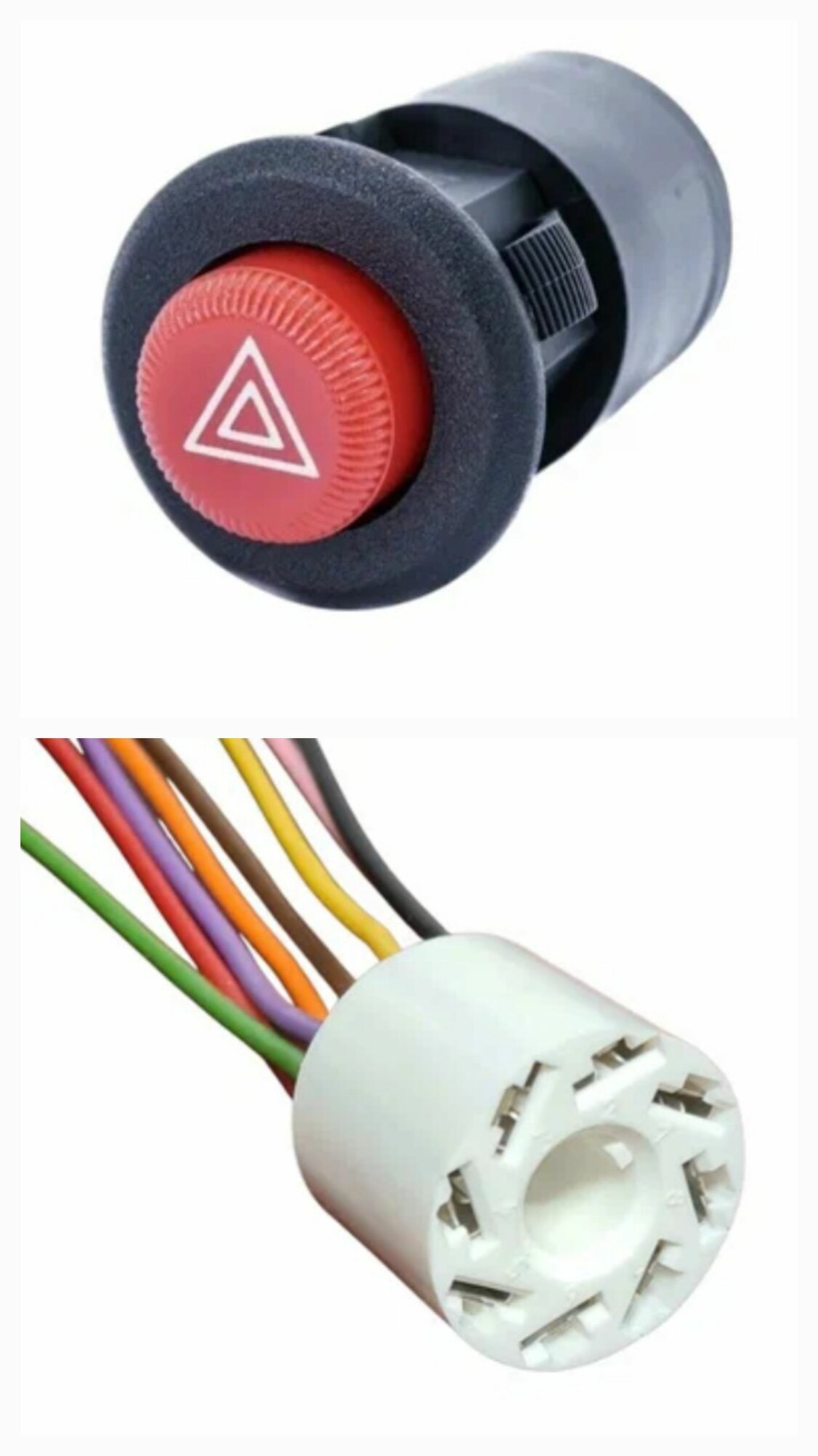 Выключатель (кнопка) аварийной сигнализации 6-и контактная с разъёмом ВАЗ, УАЗ