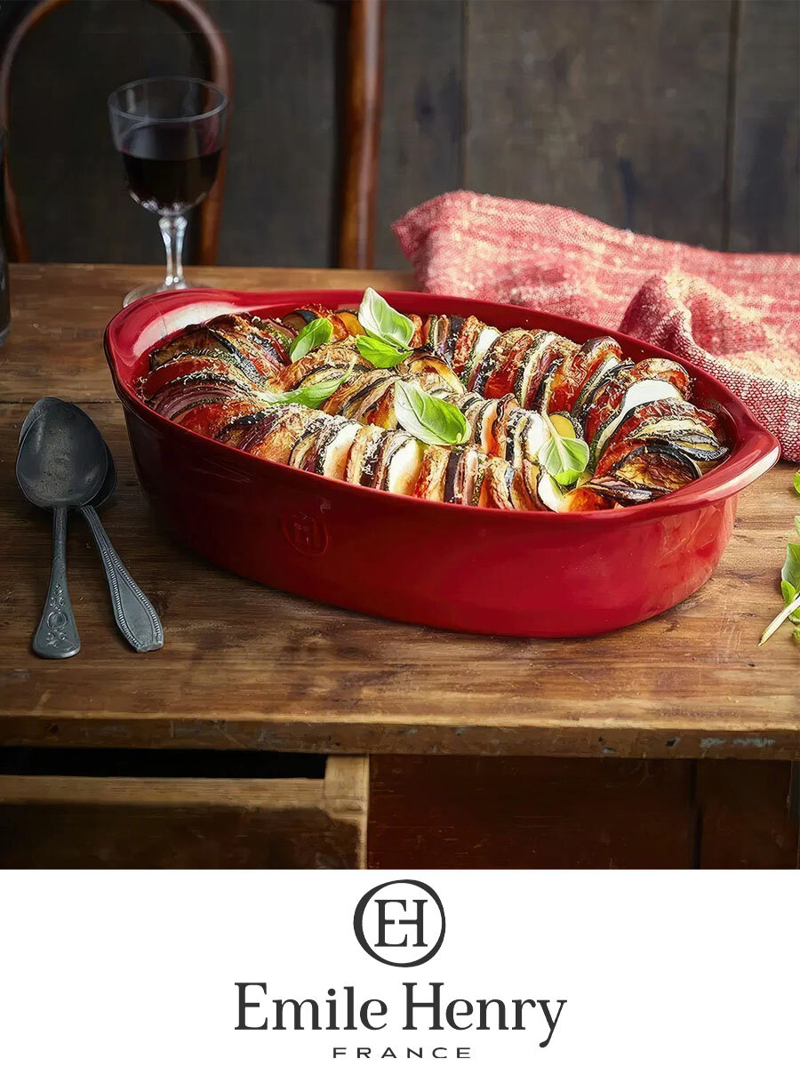 Форма для запекания овальная Emile Henry, цвет гранат, керамическая, 41 см, 3.8 л