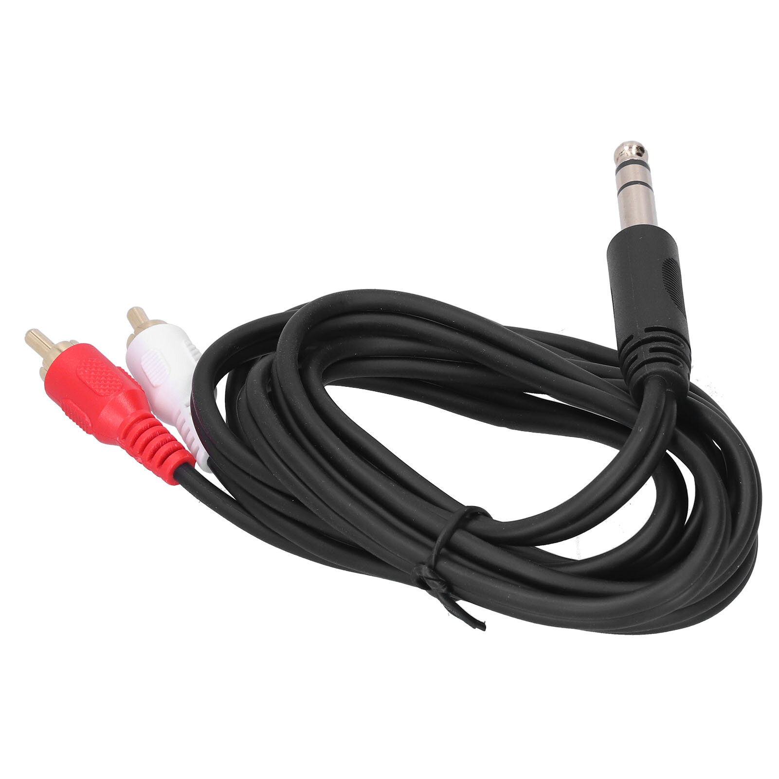 Кабель аудио 6.35мм на два RCA стерео мале, адаптер соединитель, сплиттер аудио Y, длина 1.5 м, материал PVC + медь, внешний диаметр провода 3.5 мм, вес 68 г, разъемы 6.35мм мале и RCA мале (красный - правый канал, белый - левый канал)
