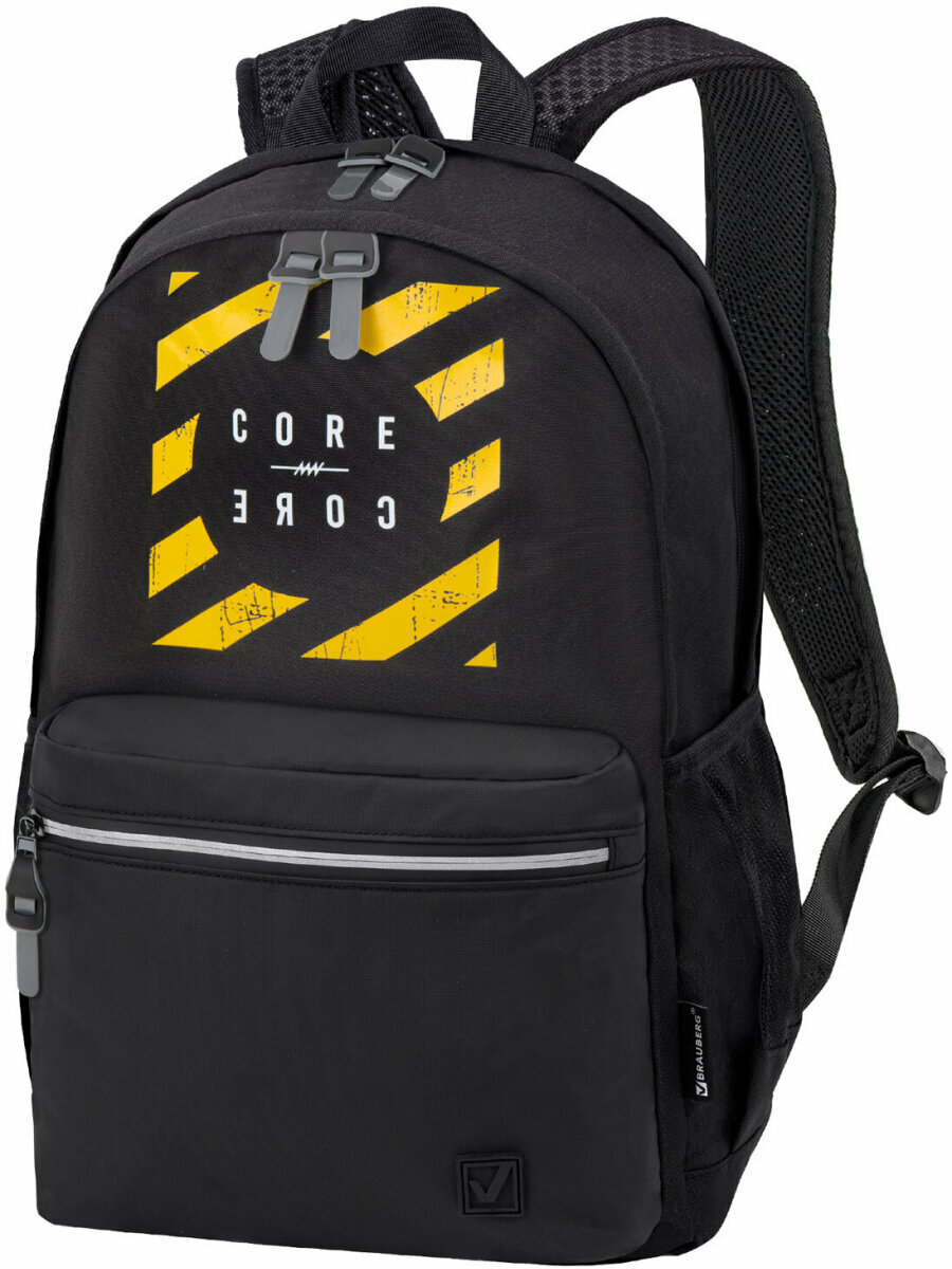 Рюкзак мужской женский, школьный спортивный городской, для подростка черный, 2 отделения, 46х31х15 см, Brauberg Fashion City, 273838