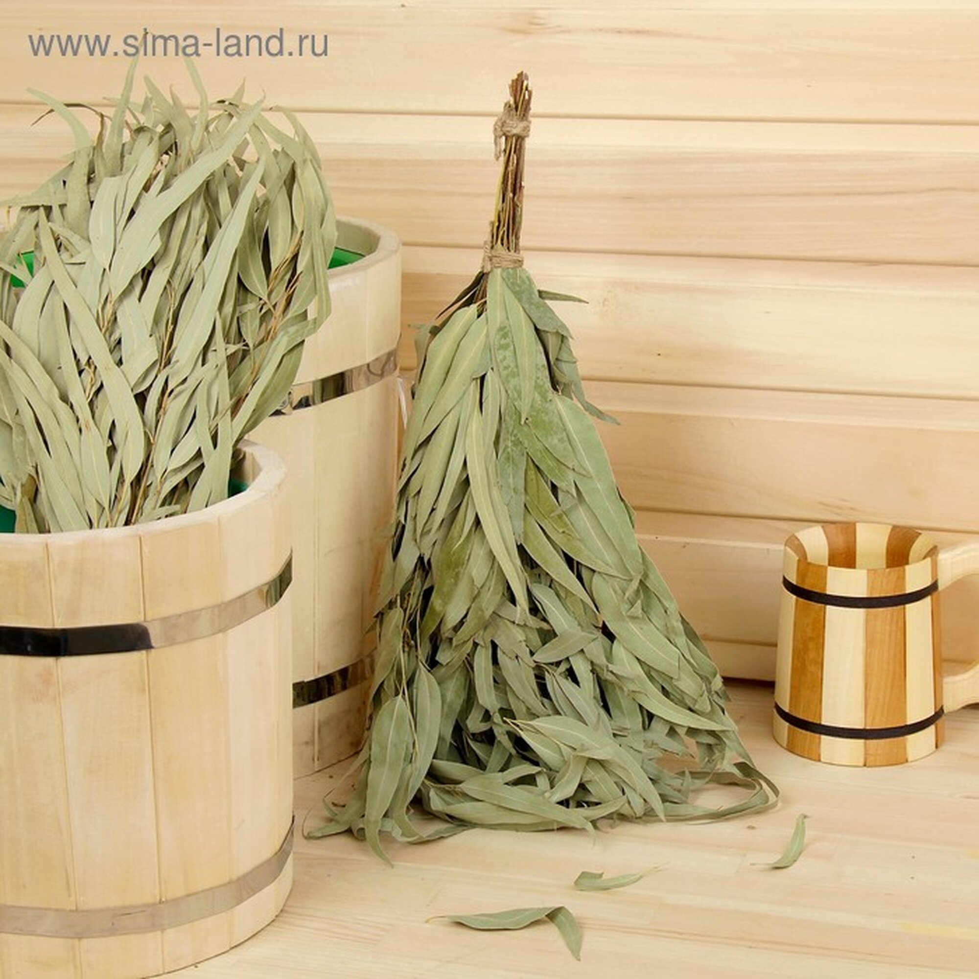 Веник для бани Добропаровъ, эвкалиптовый, 53(+-2) см, зеленый