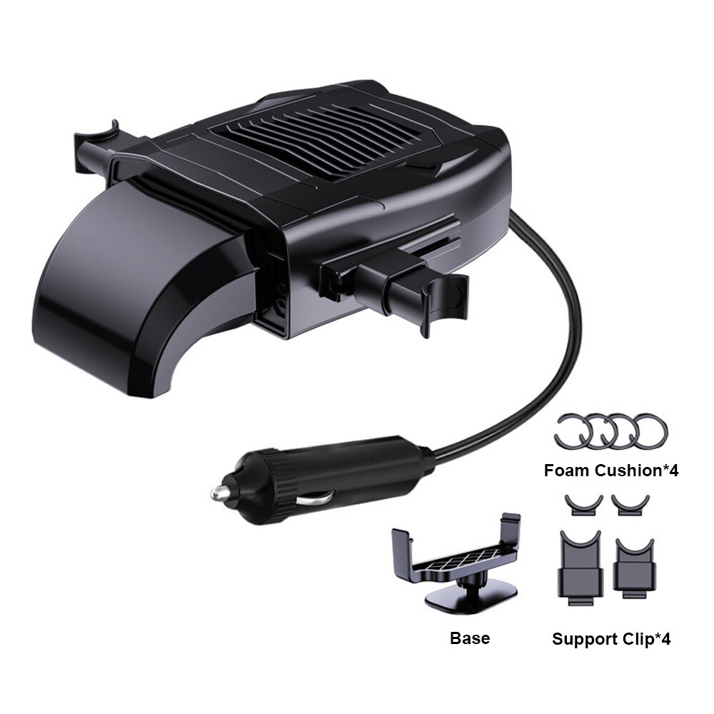 Переносной автомобильный обогреватель, 12V быстрый нагрев или охлаждение вентилятор с 360 градусным поворотным головкой, 2-в-1 дедростировщик обогреватель для автомобиля, черный, желтый, ABS, 185г, тип A: для панели приборов, тип B: для панели