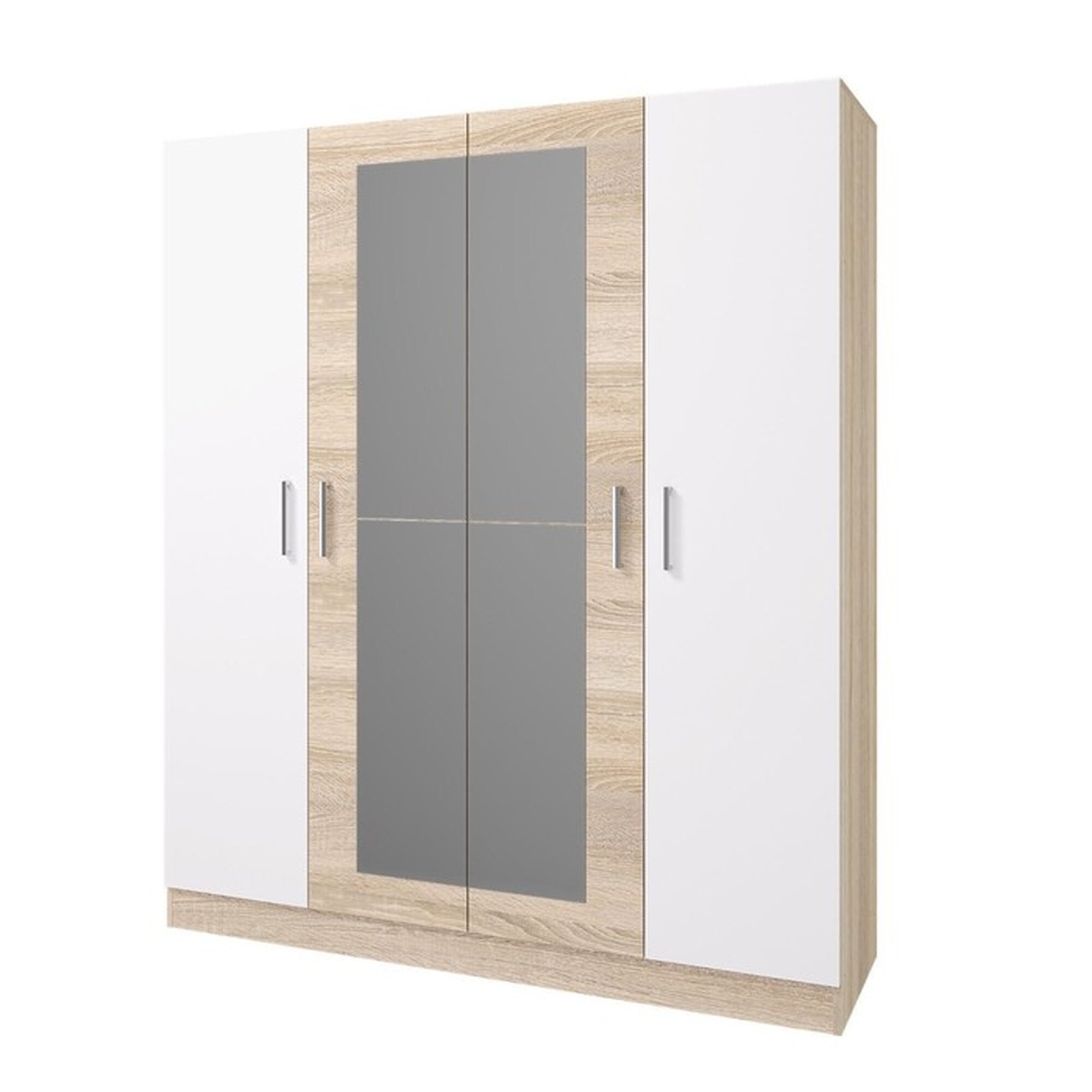 Шкаф четырехстворчатый «Леси», 1600×1900×466 мм, дуб сонома/дуб сонома/Белый