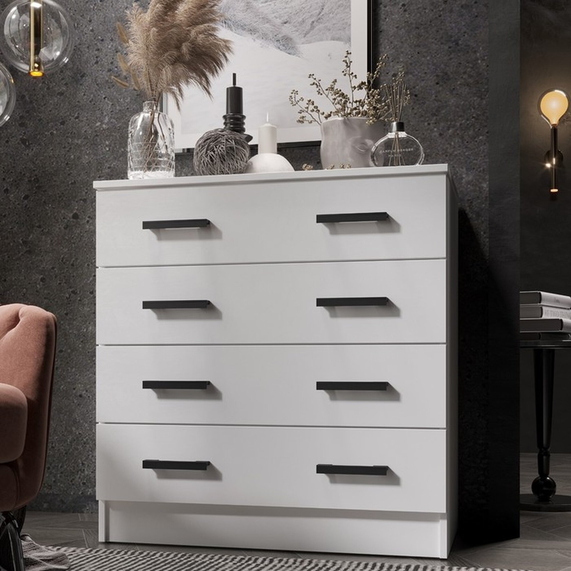 Комод Сима-ленд Эра К800, 800х830х440мм, 4 ящика, белый, ЛДСП