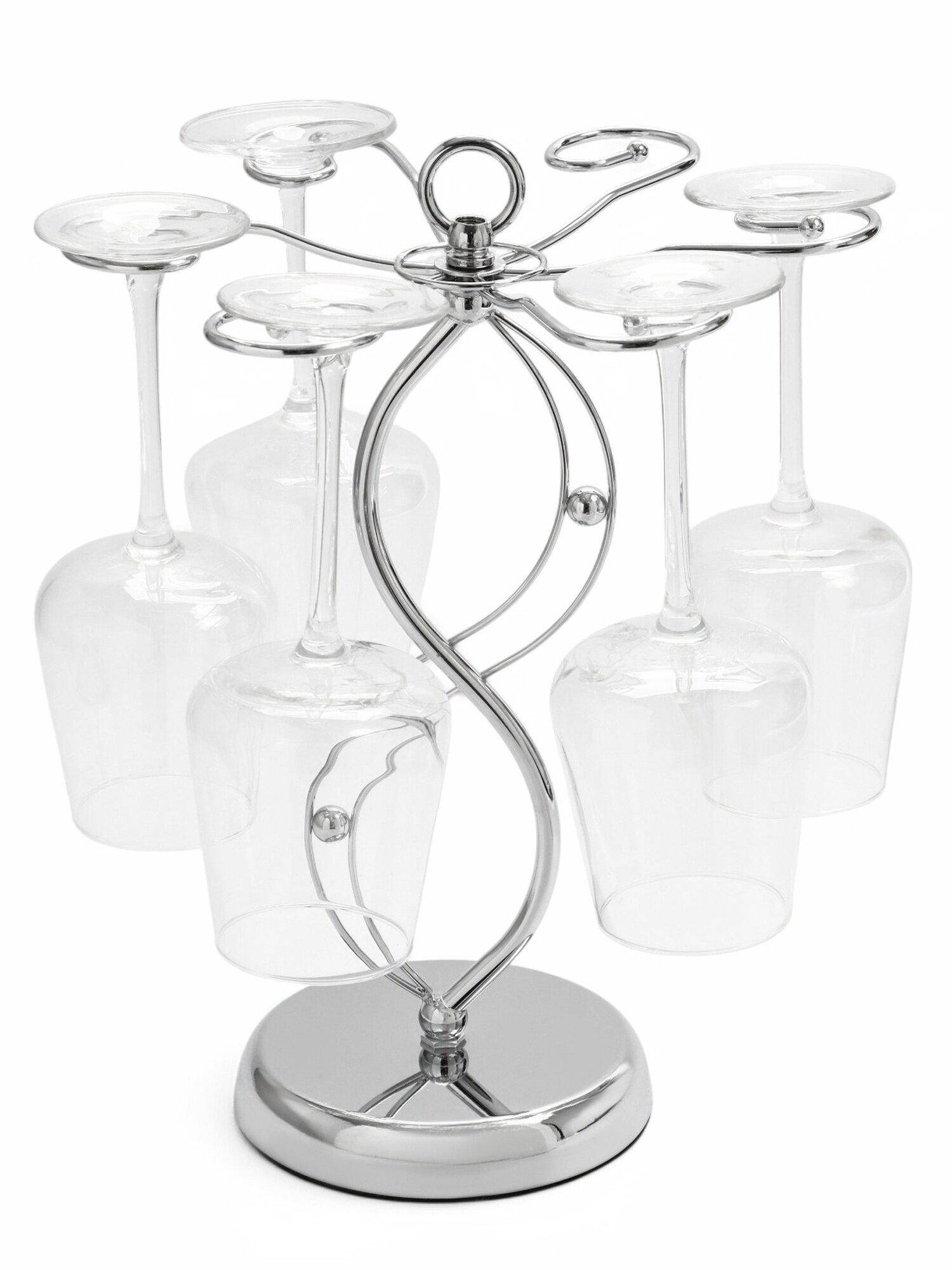 Подставка для бокалов Сима-ленд, серебристая, металл/пластик, на 6 бокалов