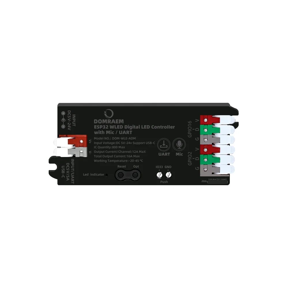 DOMRAEM ESP32 WLED Digital LED Controller ADM Black Controller