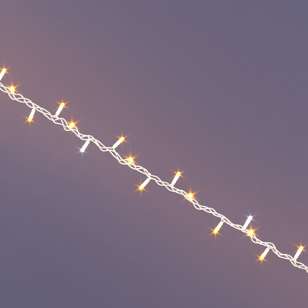 Нить ShopLEDs Светодиодная гирлянда SLN 10 м, 100 LED, 220 В, соединяемая, теплый белый свет, мерцающая, влагозащитный колпачок IP65, белый резиновый провод