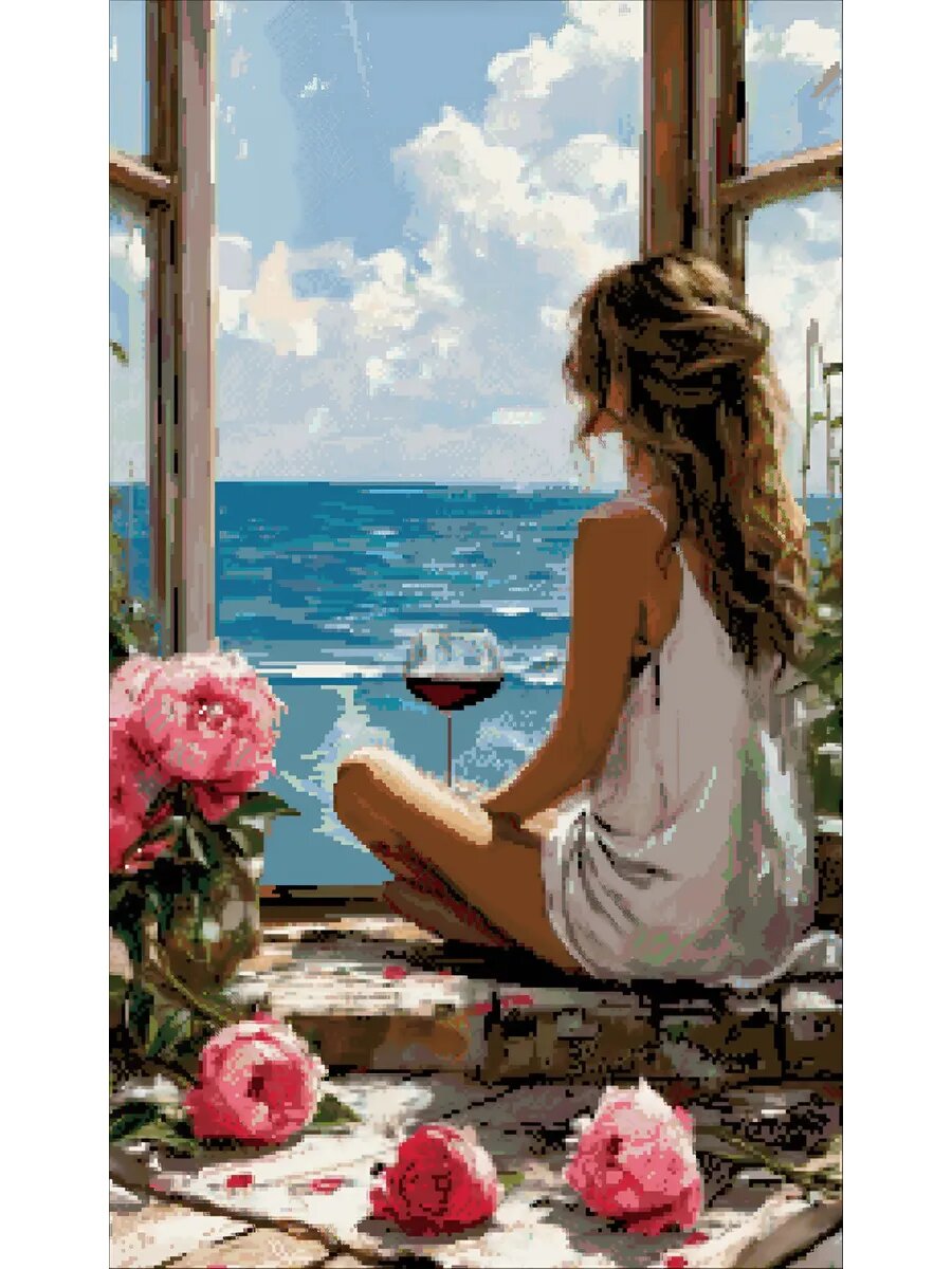 Набор для вышивания крестом. Девушка у моря.