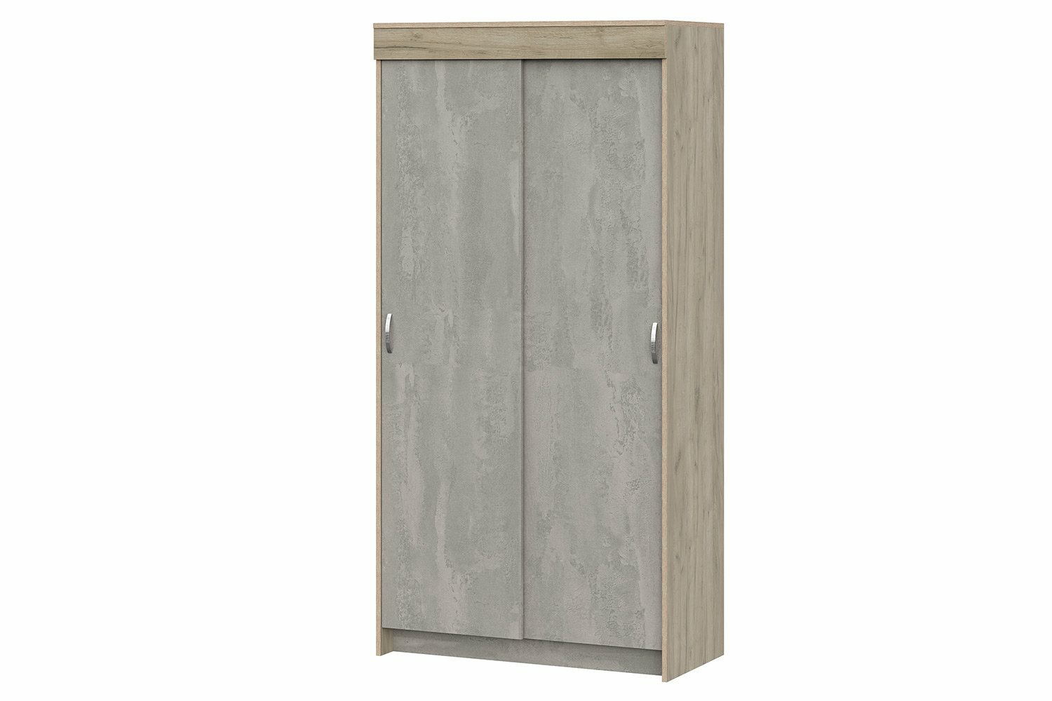 Шкаф-купе для одежды 2-х дверный бассо, 100х202х50 см, серый, серебро