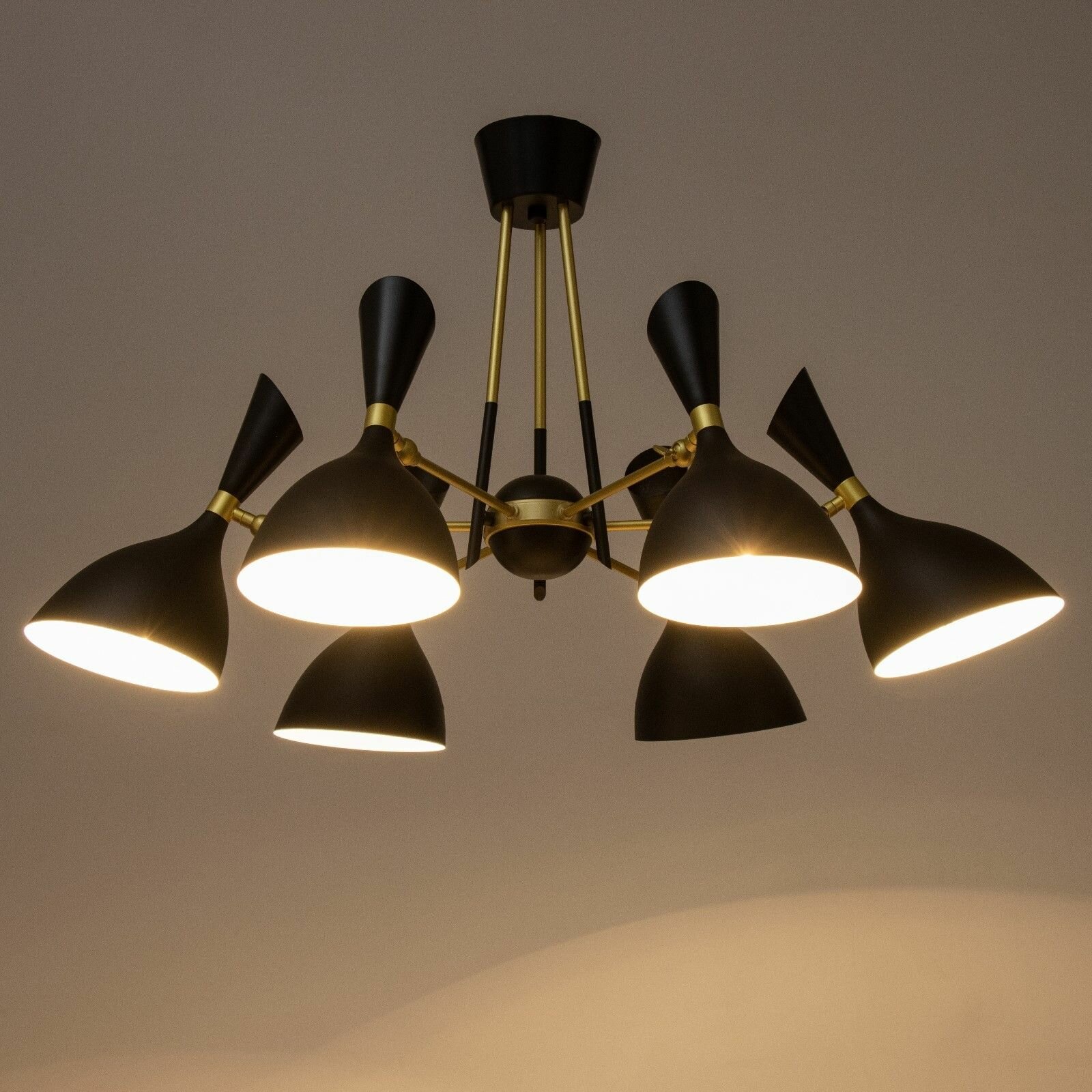 Люстра потолочная "Бастони" 6хЕ14 40Вт черно-золотой 70х70х54 см BayerLux