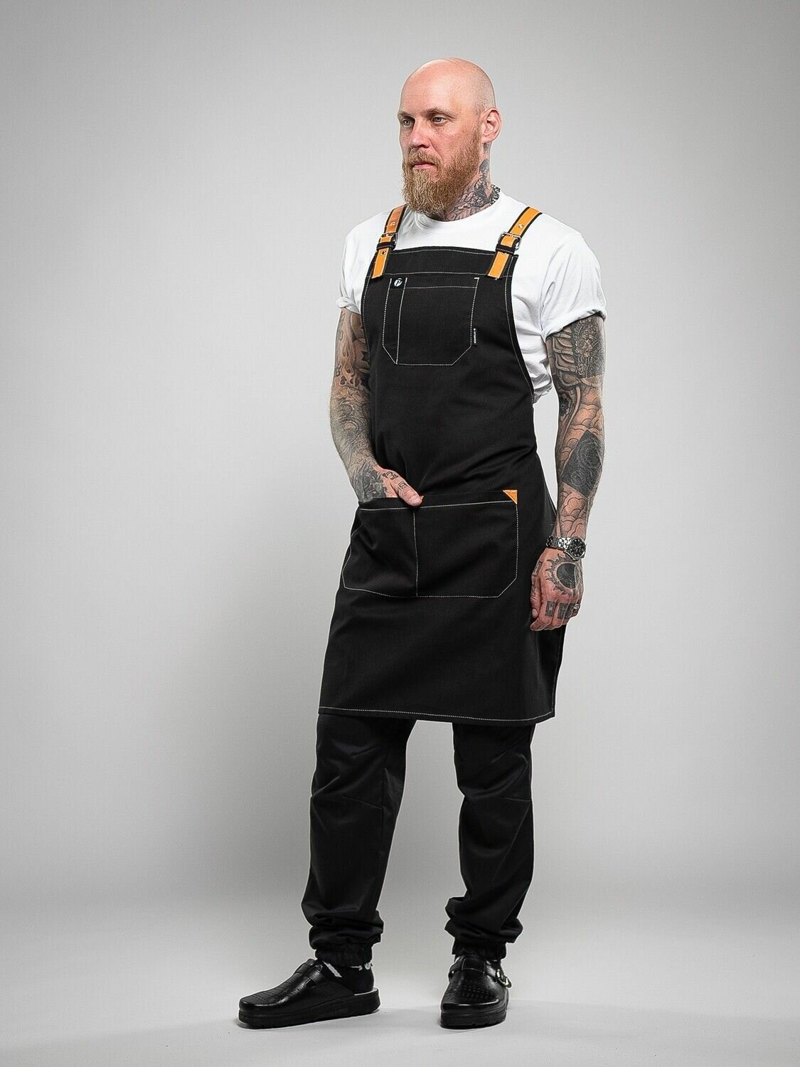 Поварской фартук PITERPROF F56, унисекс, серый, канвас, 70 см x 85 см