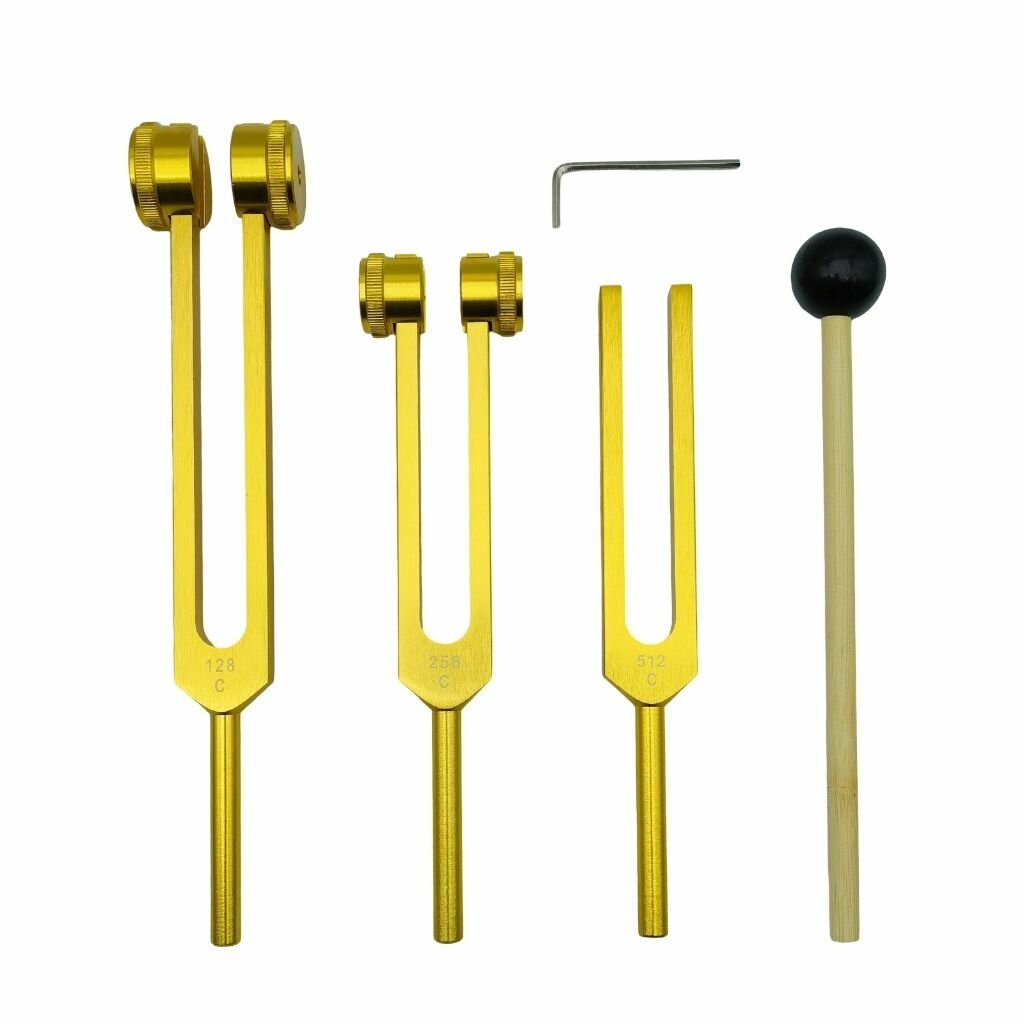 Аксессуары для перкуссии, Набор алюминиевых камертонов 128Hz 256Hz 512Hz - золотой, 1 комплект