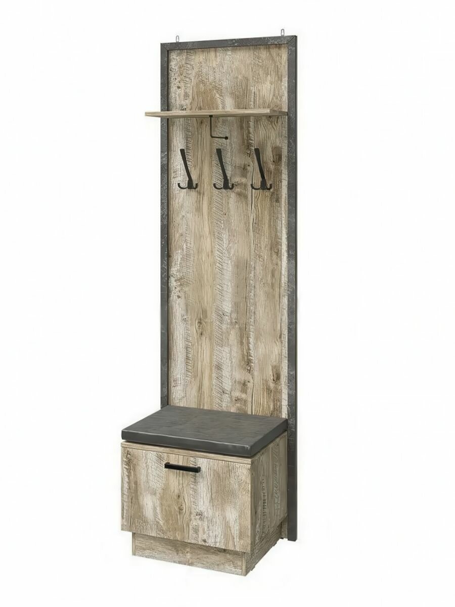 ARNIKA Прихожая Амели, тумба, вешалка, 59.2х45.8х201.6 см, Дуб Юкон, Бетон темный