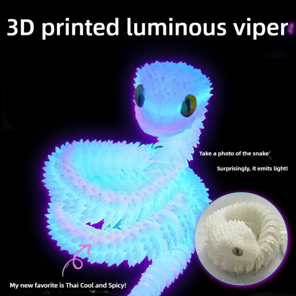 Светящаяся 3D змейка 60 см с гибкими суставами для декора, антистресса и украшения интерьера