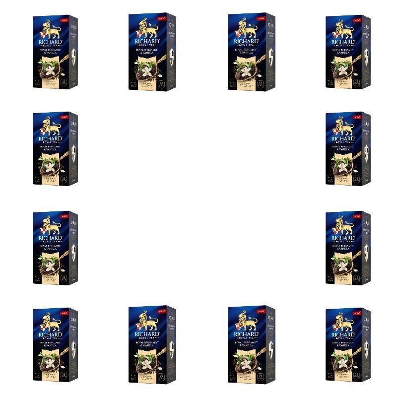 Richard Чай черный в пакетиках, Royal Bergamot Vanilla, 2 гр х 25 пакетиков, 12 шт в коробке