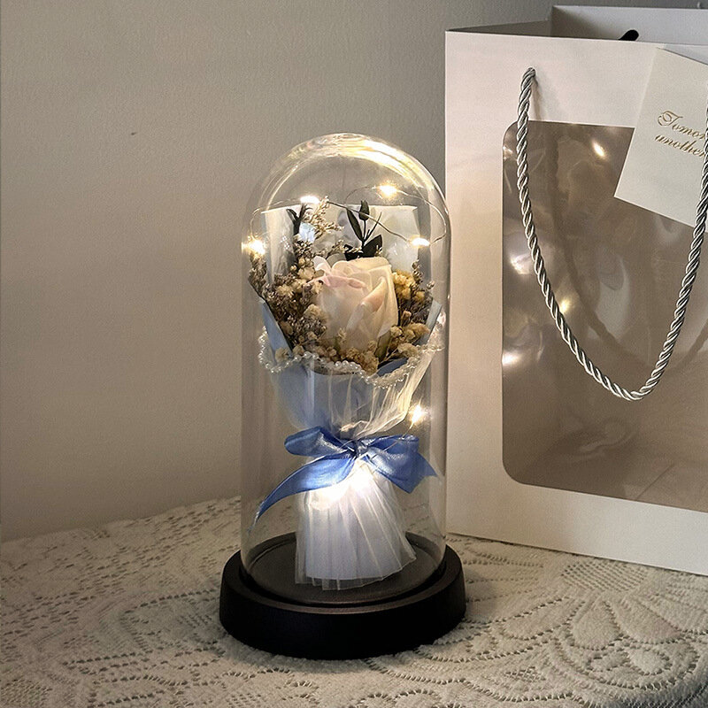 Искусственный цветок, легкий роскошный вечный букет, бионический цветок в подарочной коробке, высококачественный подарок для друзей, подарок на день рождения для женщин, жены, лучшей подруги