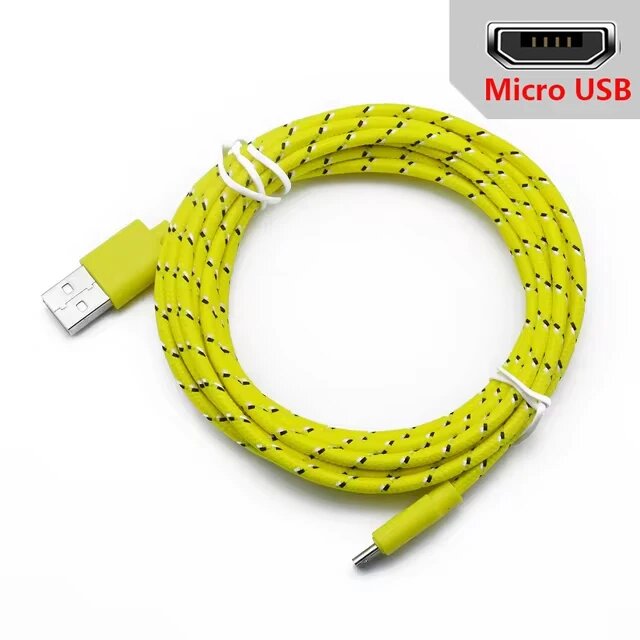 2,4A кабель Micro USB 0,5 м/1 м/2 м/3 м USB-кабель для синхронизации данных для 3m, Yellow For Micro