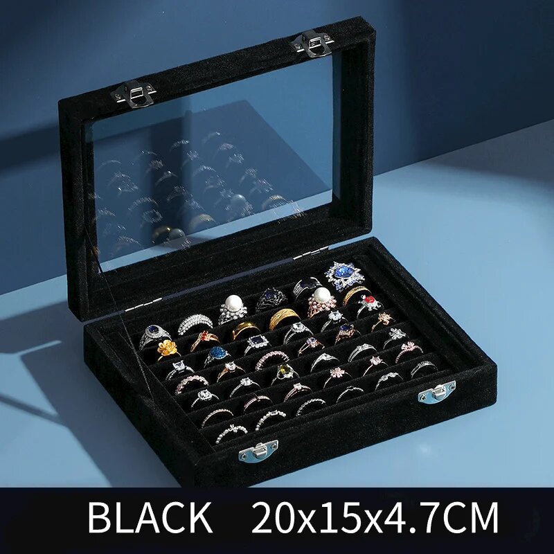 Бархатный контейнер для колец, 20x15x4.7cm, Черный