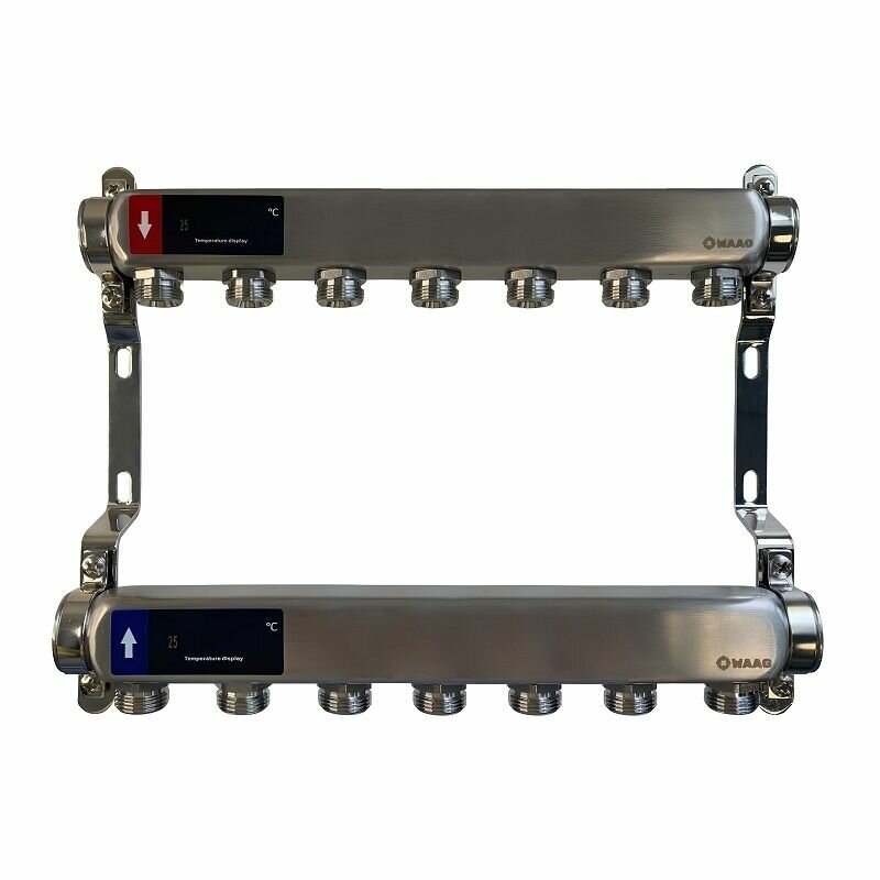 Коллектор для радиаторов на 7 контуров 1"х3/4", сталь нержавеющая WAAG