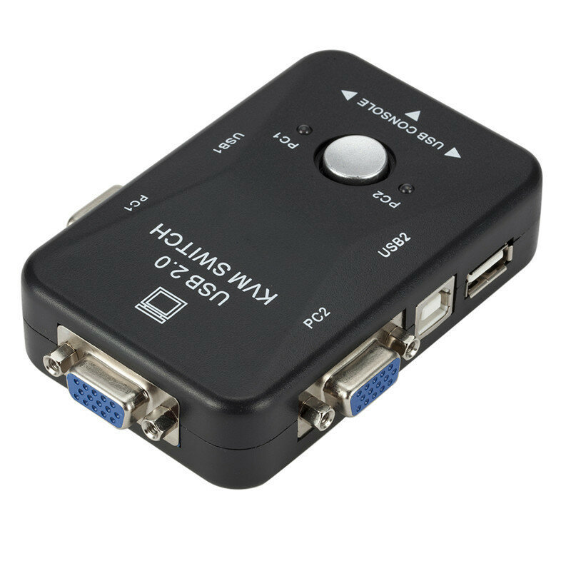 Коммутатор-адаптер KVM-переключатель VGA 2х1 USB 2.0 2-портовый на два компьютера