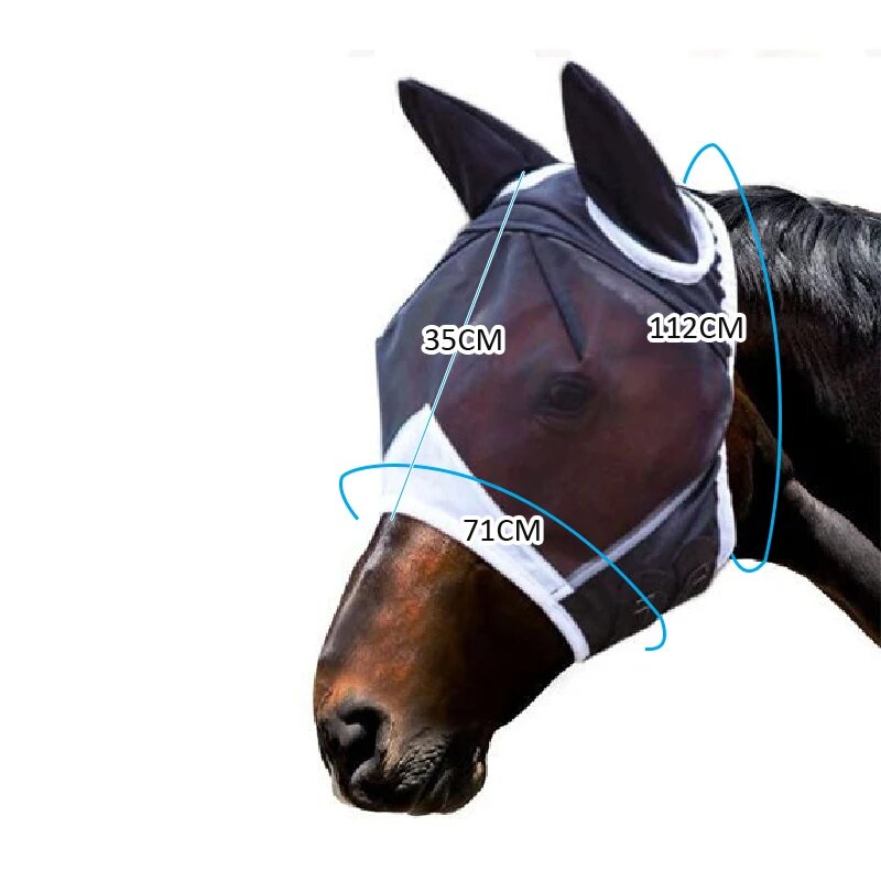 Летняя маска для лошадей Horse Protective Mask синего/черного цвета, Темно-синий