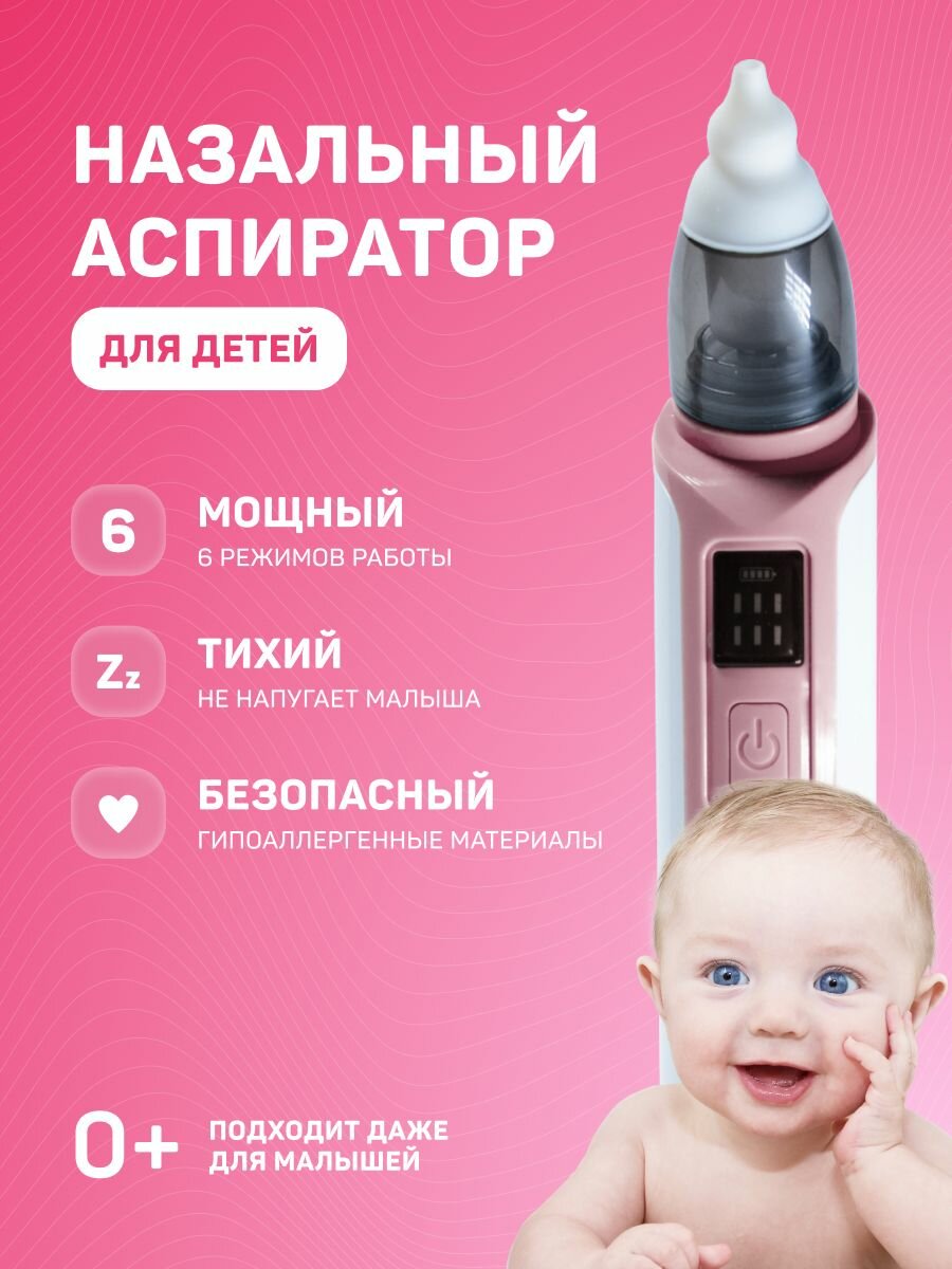 Аспиратор назальный детский, электрический, электронный, для новорожденных, соплеотсос, соплесос