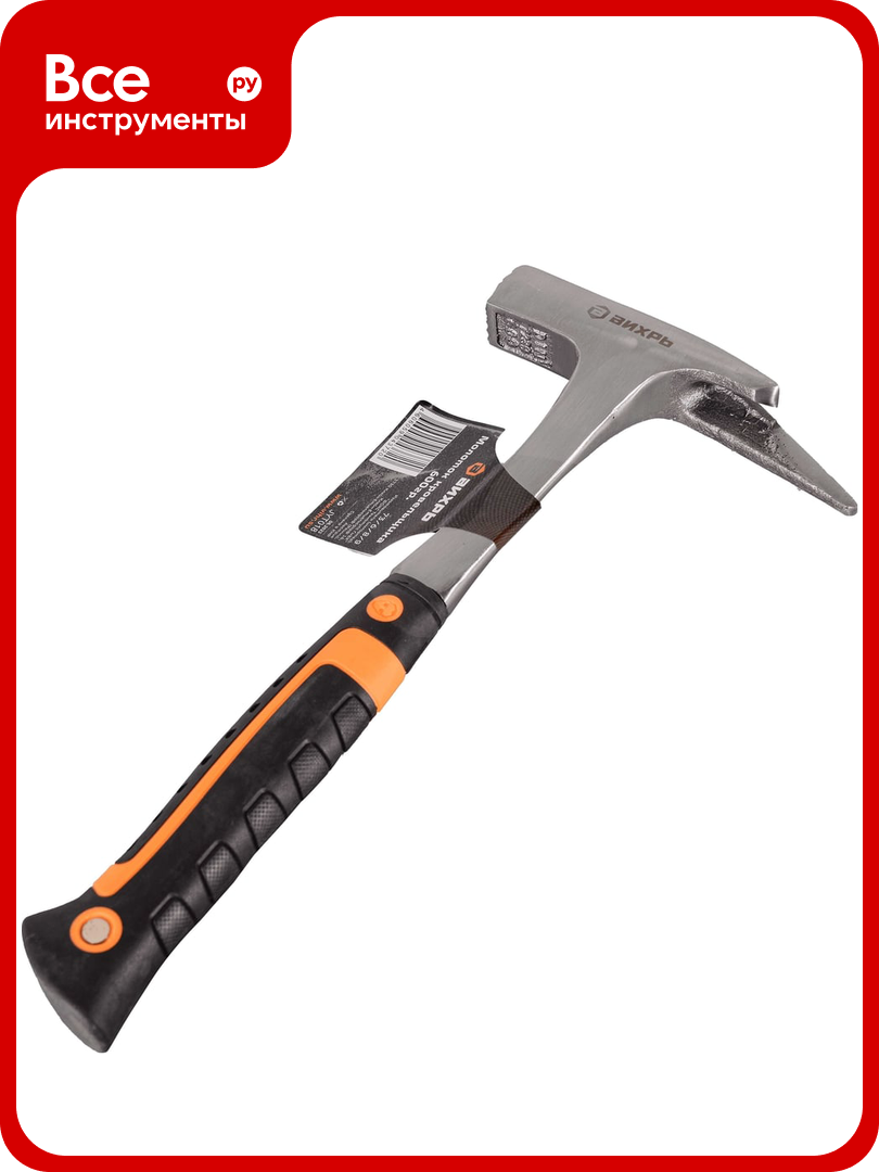 Молоток, Вихрь, кровельщика Вихрь 600 г, цельнометаллический, двухкомпонентная рукоятка 73/6/8/9, 600 грамм