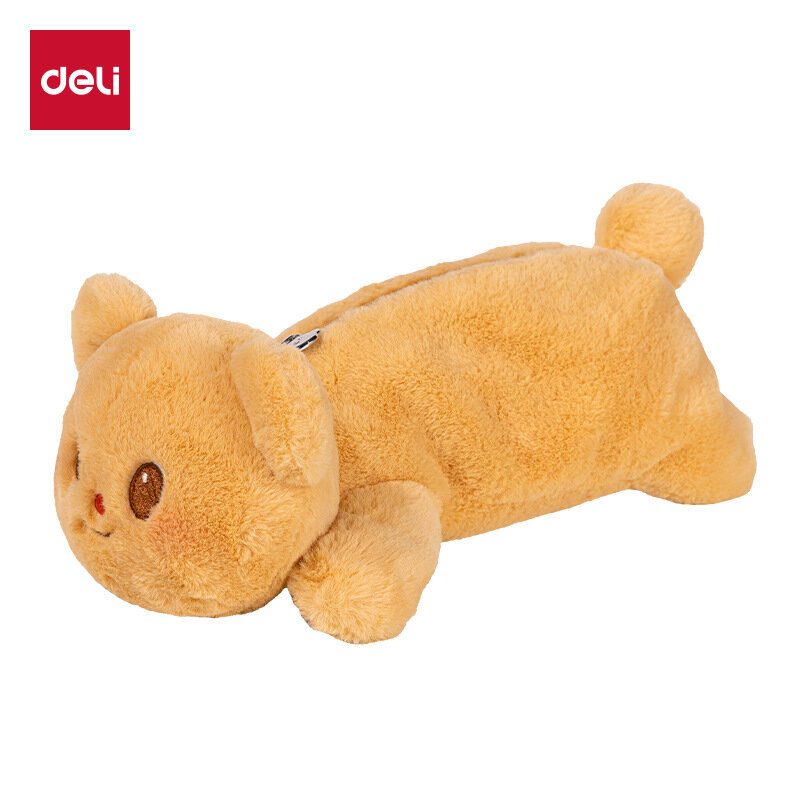 Пенал Deli Butter Bear HY704, плюшевый, большой, коричневый