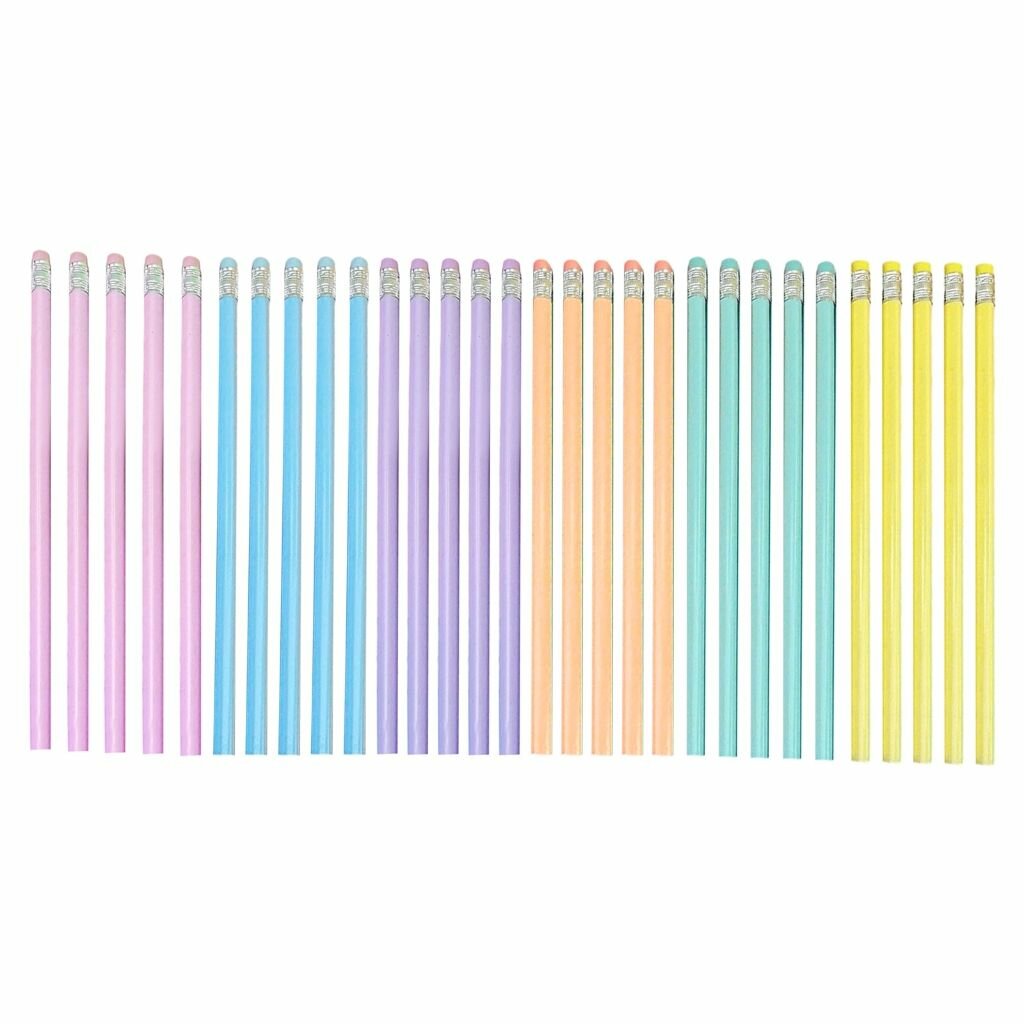 30 штук деревянных карандашей для рисования с эргономичной треугольной ручкой и маленьким ластиком