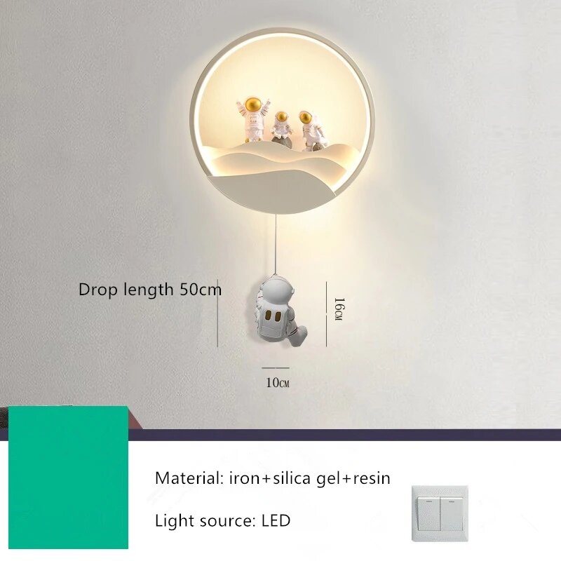 Настенный светильник для детской комнаты, креативная фоновая лампа для гостиной, лестница, коридор, светодиодная лампа для космонавта, луны, прикроватная лампа для спальни, Тёплый белый (2700-3500 K), A