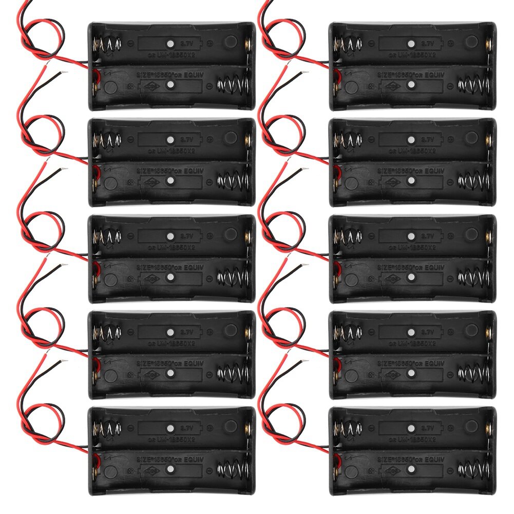 10 шт. Двойной бокс-держатель для хранения аккумуляторов 18650 3,7 В, черный, высокопрочный.