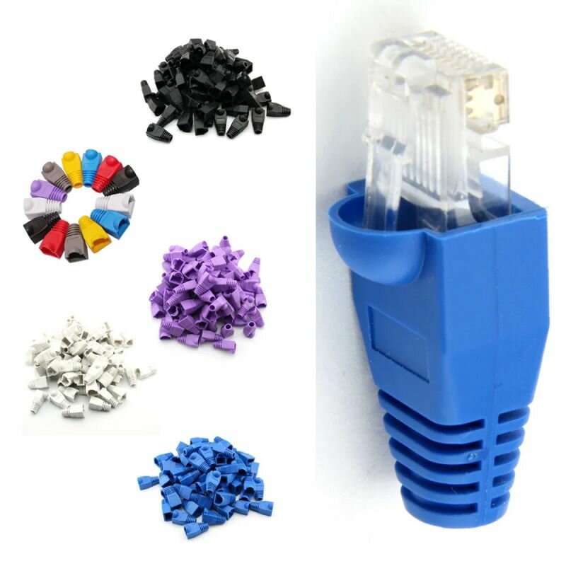 100 шт. CAT5E CAT6 RJ45 RJ45 8P8C 8P 8C 8 P C сетевой кабель Ethernet линейный провод разъем заглушка защитный колпачок