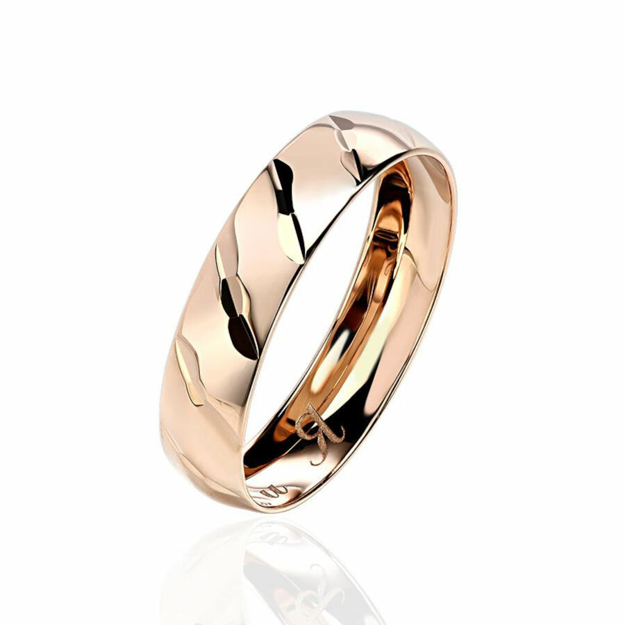 Кольцо обручальное, красное золото, 375 проба