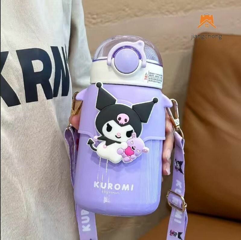 Бутылка для воды Kuromi Hello Kitty Куроми, 570 мл, Vivacat, детская, сиреневый, термос - кружка (bottle_kuromi)