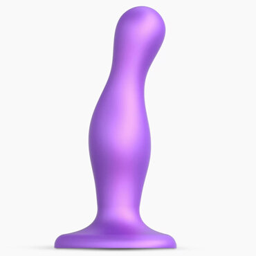 98187 Фаллоимитатор Strap-On-Me Dildo Plug изогнутый, фиолетовый металлик M, 15,5 см. Фаллоимитатор-насадка с присоской в основании