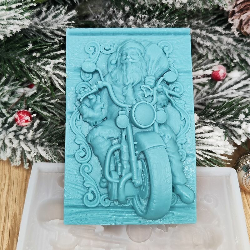 Силиконовая форма для шоколадных плиток Brilliant Mold. Молд Санта байкер