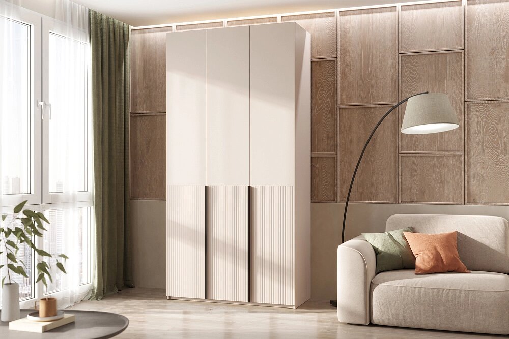 Шкаф МДФ Марвэл 1.2 метра. 3х створчатый. Кашемир/Кашемир