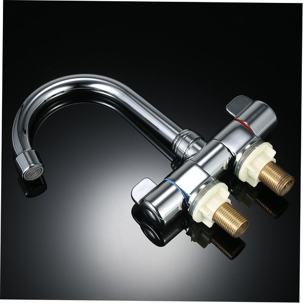 Складной смеситель для RV с двумя ручками, поворачивается на 180 и 360 , для горячей и холодной воды, идеален для автодома и яхты
