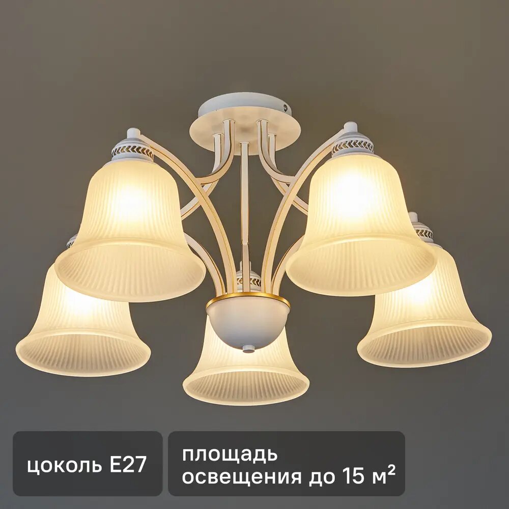 Люстра потолочная Biela 5005-5 5 ламп 15 м? цвет белый
