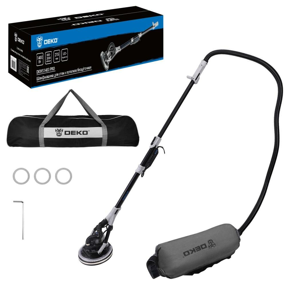 Шлифмашина для стен и потолков бесщёточная DEKO DKWS1300 PRO, 225мм, 1300 Вт 084-1100